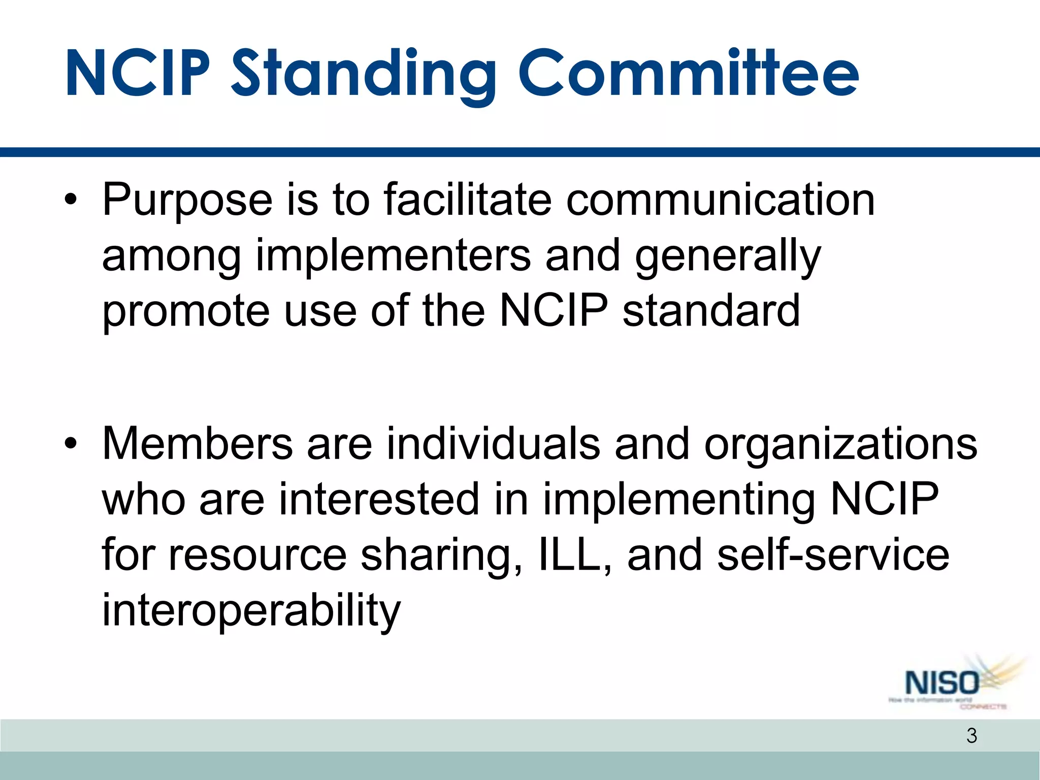 NCIP Update - NISO Update, ALA Annual Chicago 2013 | PPT