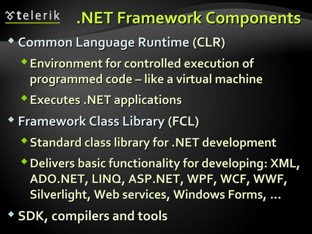 .NET Framework Overview | PPT | Operating Systems | Computer Software and Applications