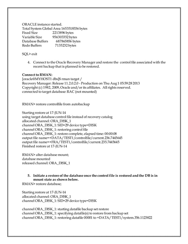 Backup And Restore Of Database On 2 Node Rac Pdf