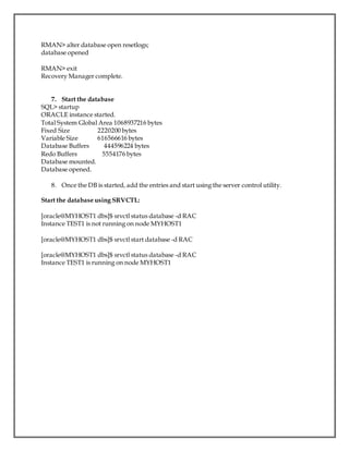 Backup and Restore of database on 2-Node RAC | DOCX