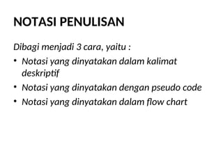 notasi penulisan algoritma - dasar komputer | PPT