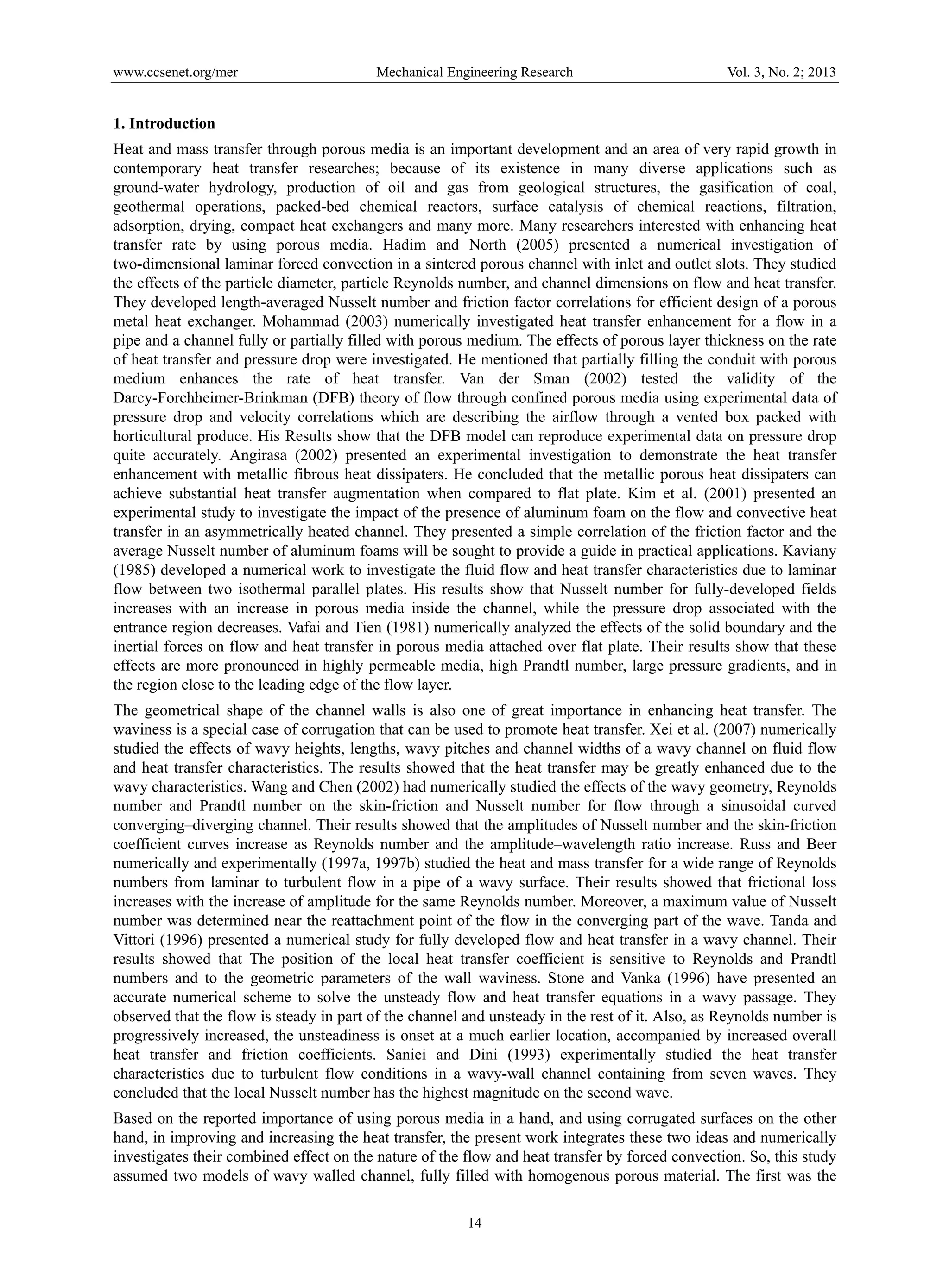 Numerical investigation of heat transfer and fluid flow characteristics ...