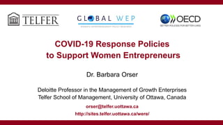 OECD COVID-19 Response Policies to Support Women Entrepreneurs (Webinar ...