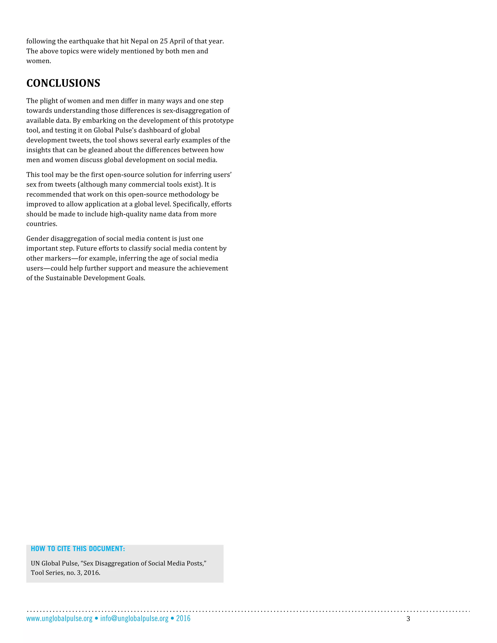 Sex Disaggregation Of Social Media Posts Tool Overview Pdf