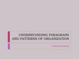 patterns of organization | PPTX | Medical Health