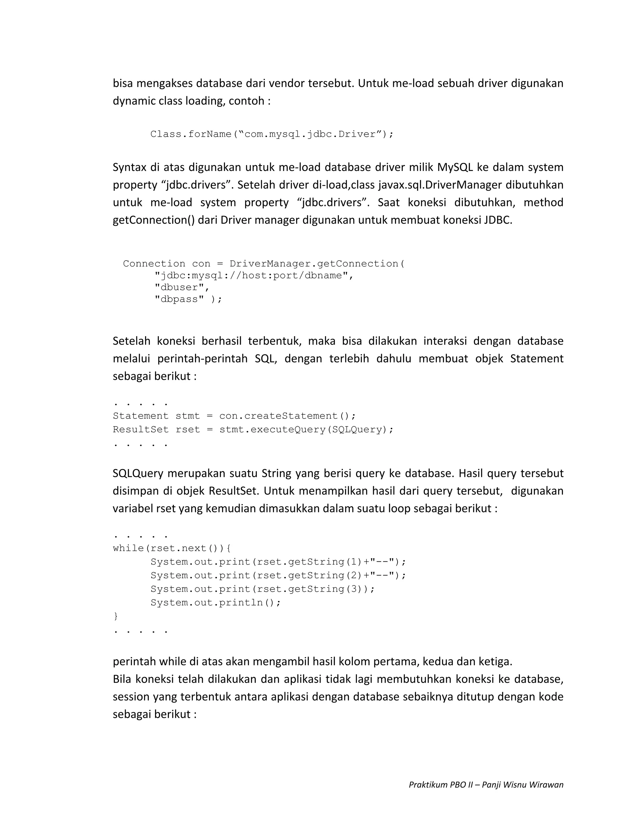 2 pengenalan jdbc 1- | PDF