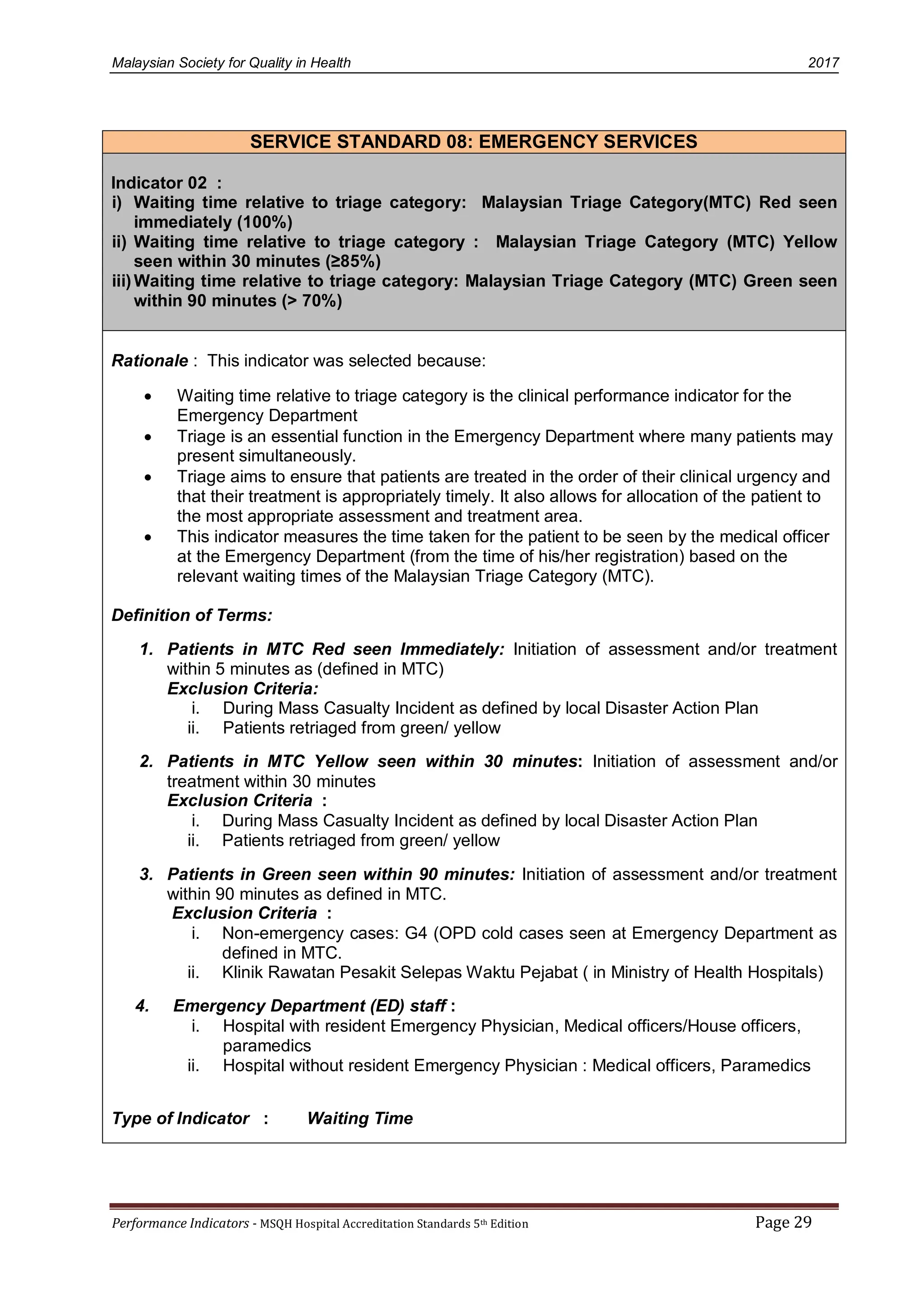 2- Performance Indicators MSQH Hospital Accreditation Standards 5th ...