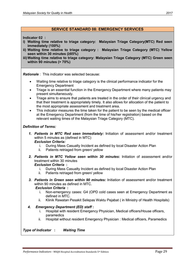2- Performance Indicators MSQH Hospital Accreditation Standards 5th ...