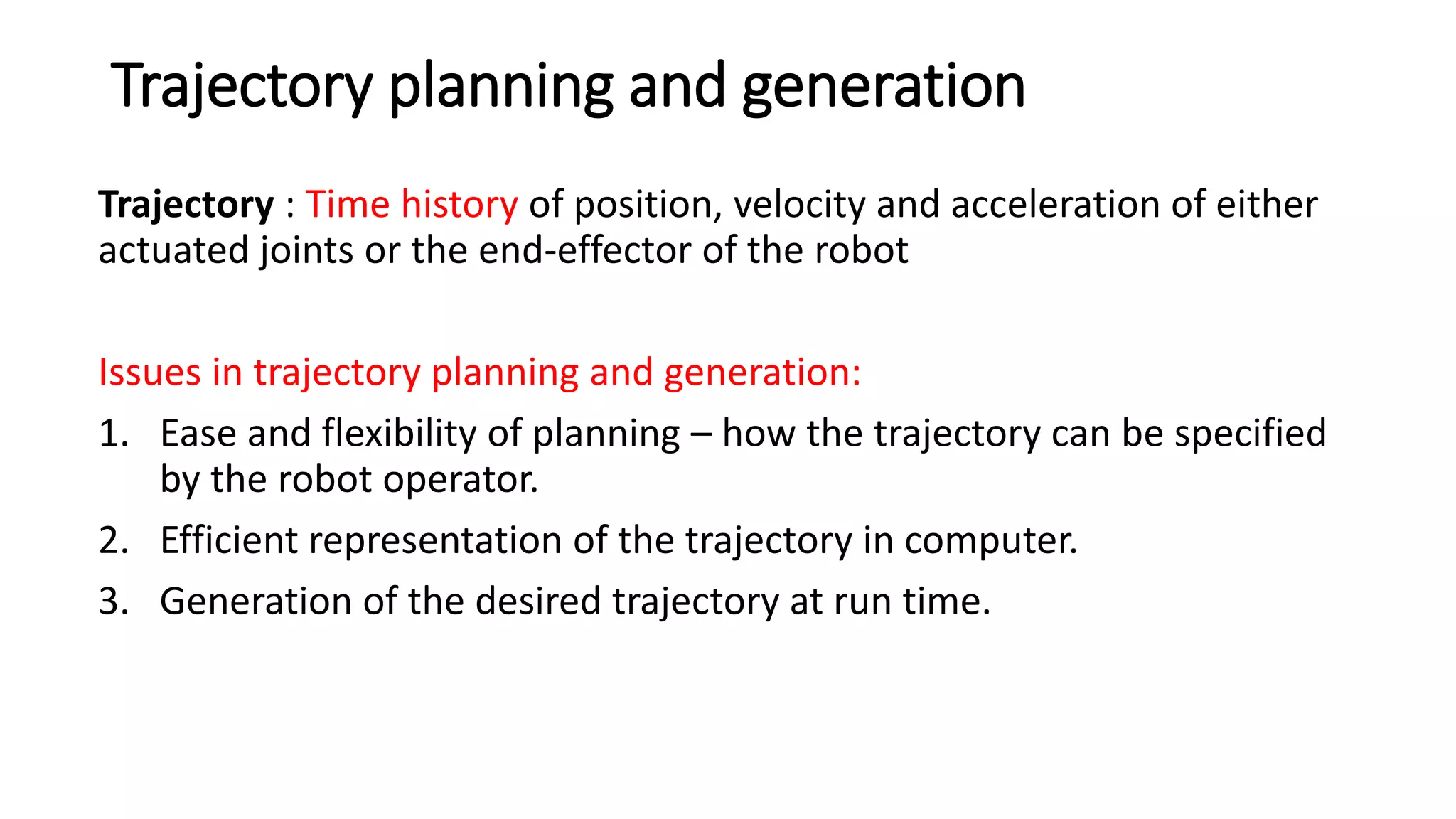 2 planning of manipulator trajectories control and kinematics | PPTX