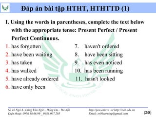 2. present perfect dap an | PPTX