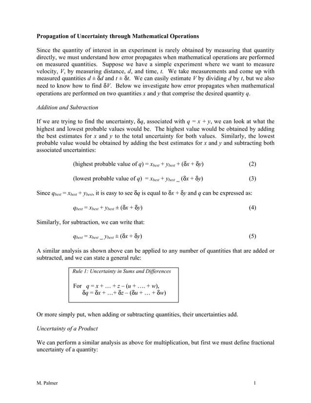 2.propagation of uncertaint | PDF