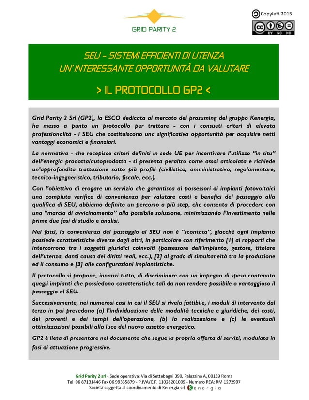 Servizi Grid Parity: protocollo seu | PDF