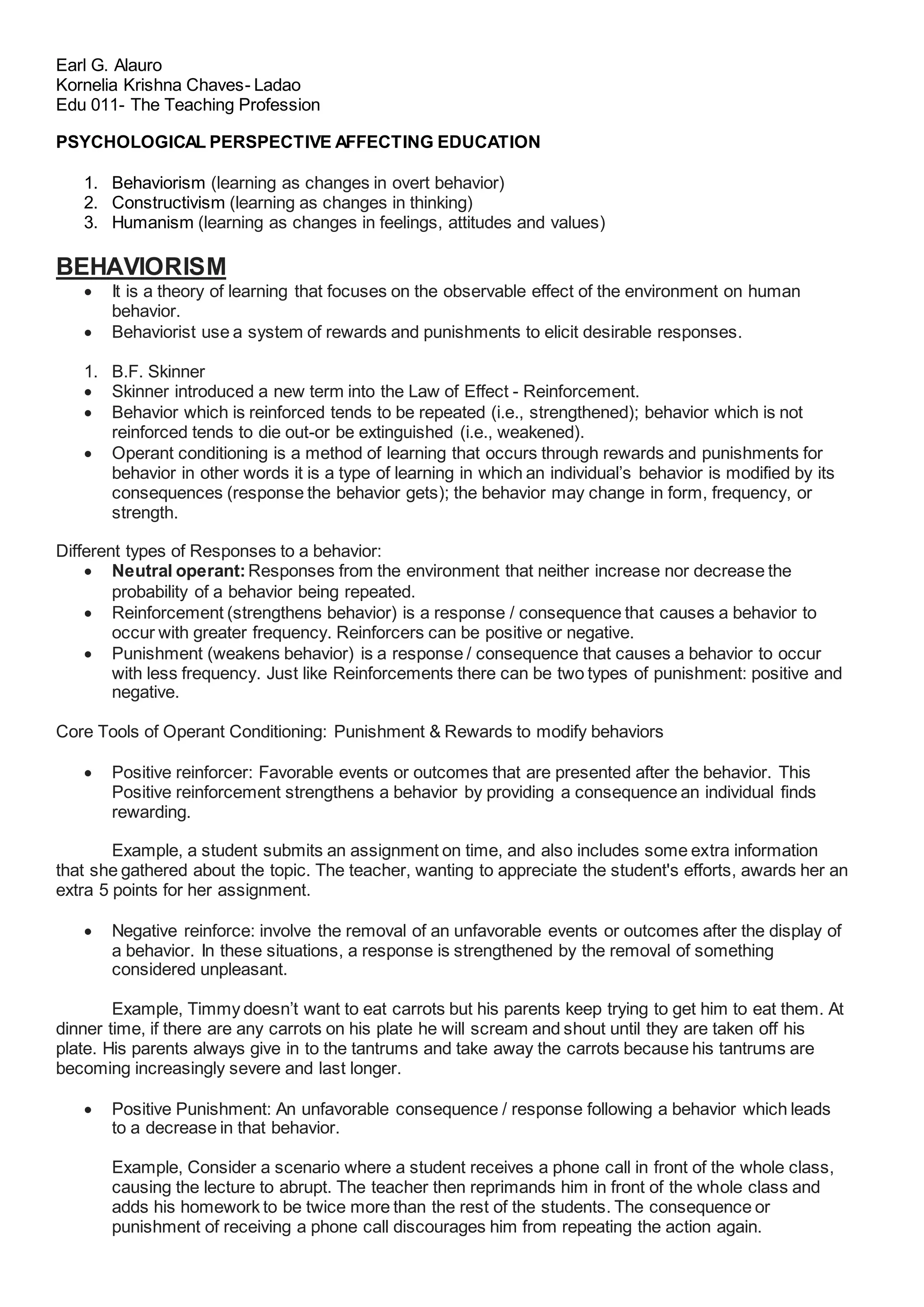 2 psychological perspective affecting education handout | DOCX