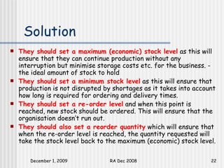 Purchasing & Stock Slides | PPT