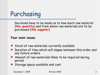 Purchasing & Stock Slides | PPT