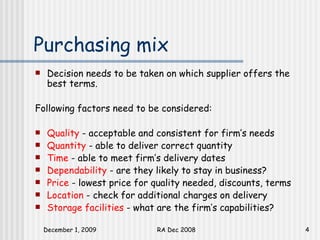 Purchasing & Stock Slides | PPT