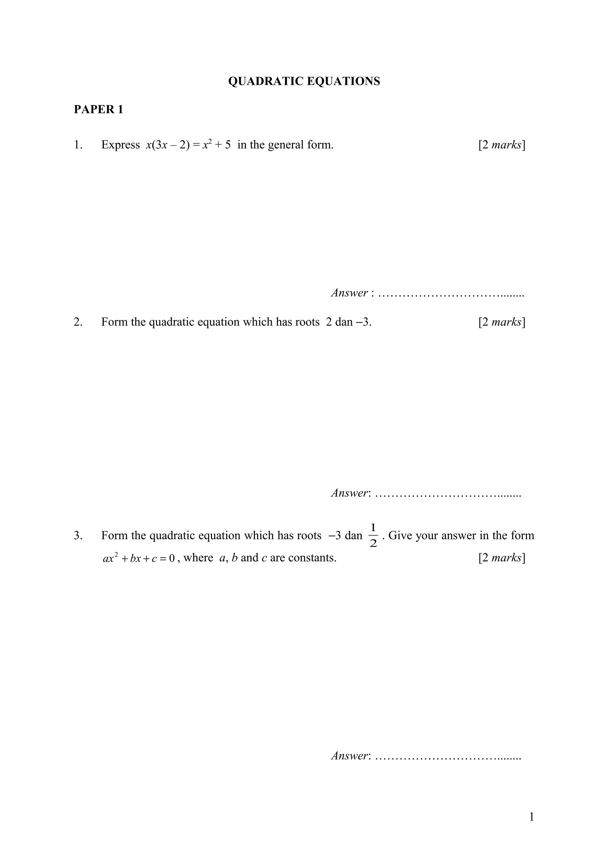 2.quadratic equations | PDF