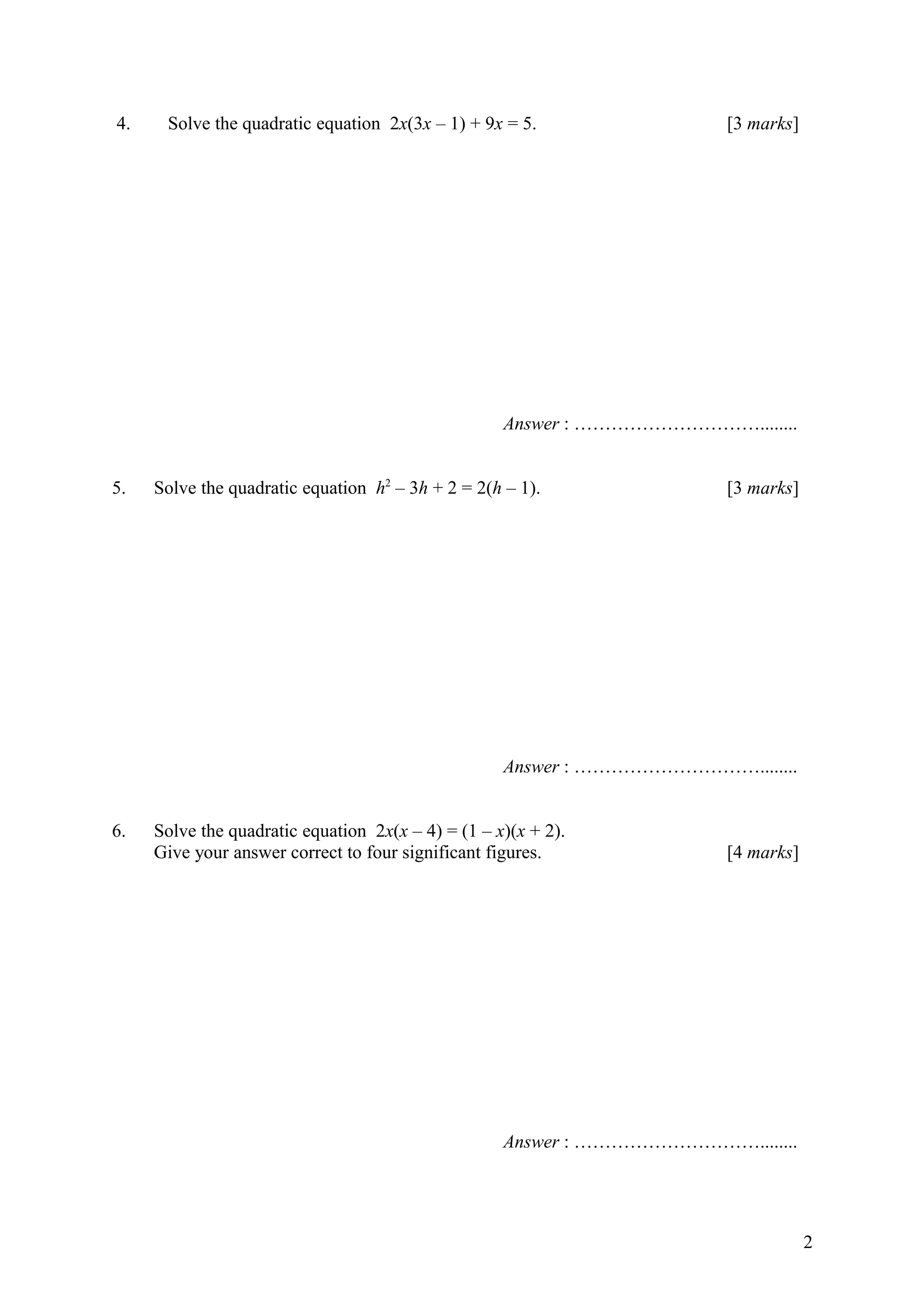 2.quadratic equations | PDF