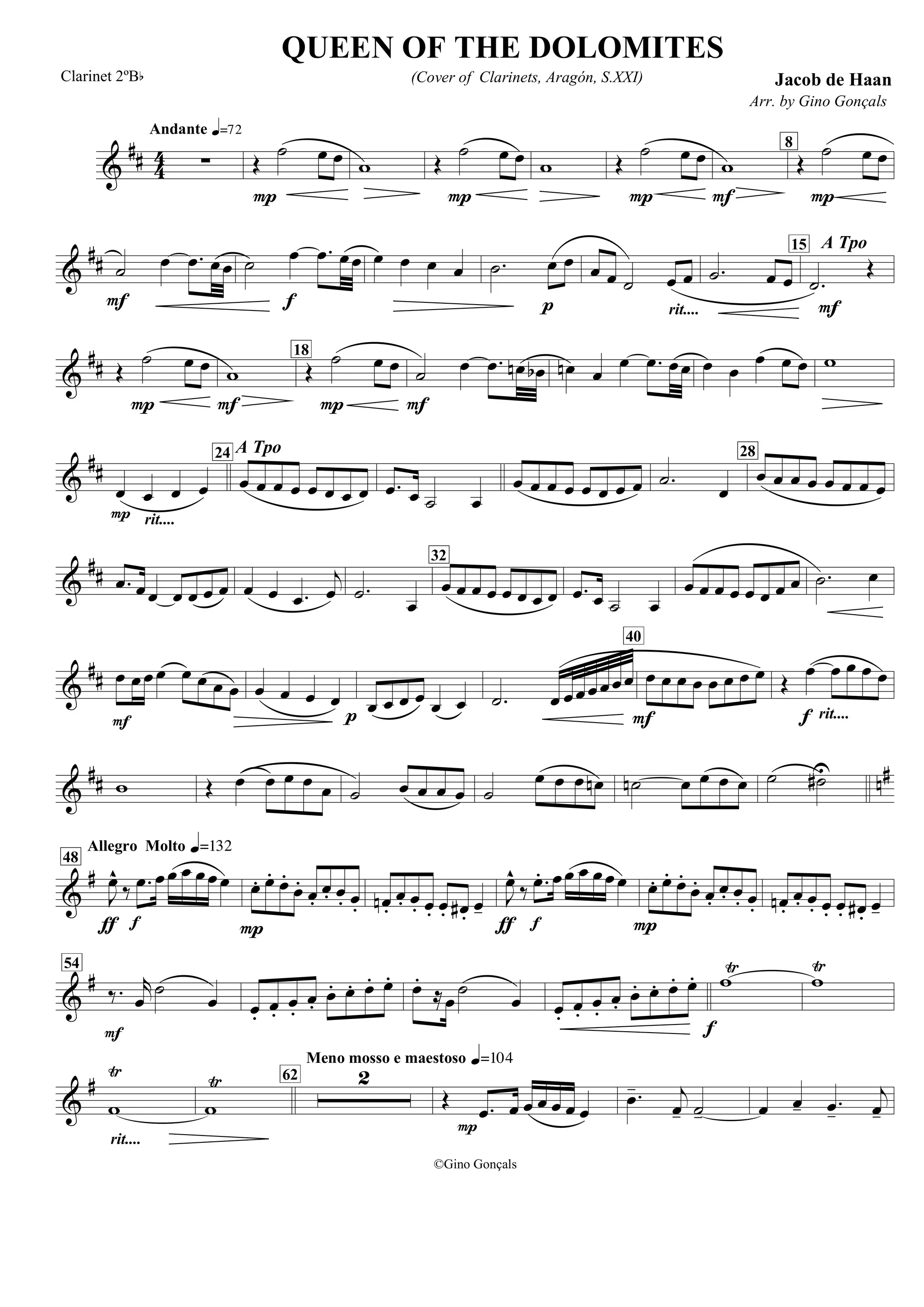 Queen of the Dolomites - Jacob de Haan - Set of Clarinets | PDF