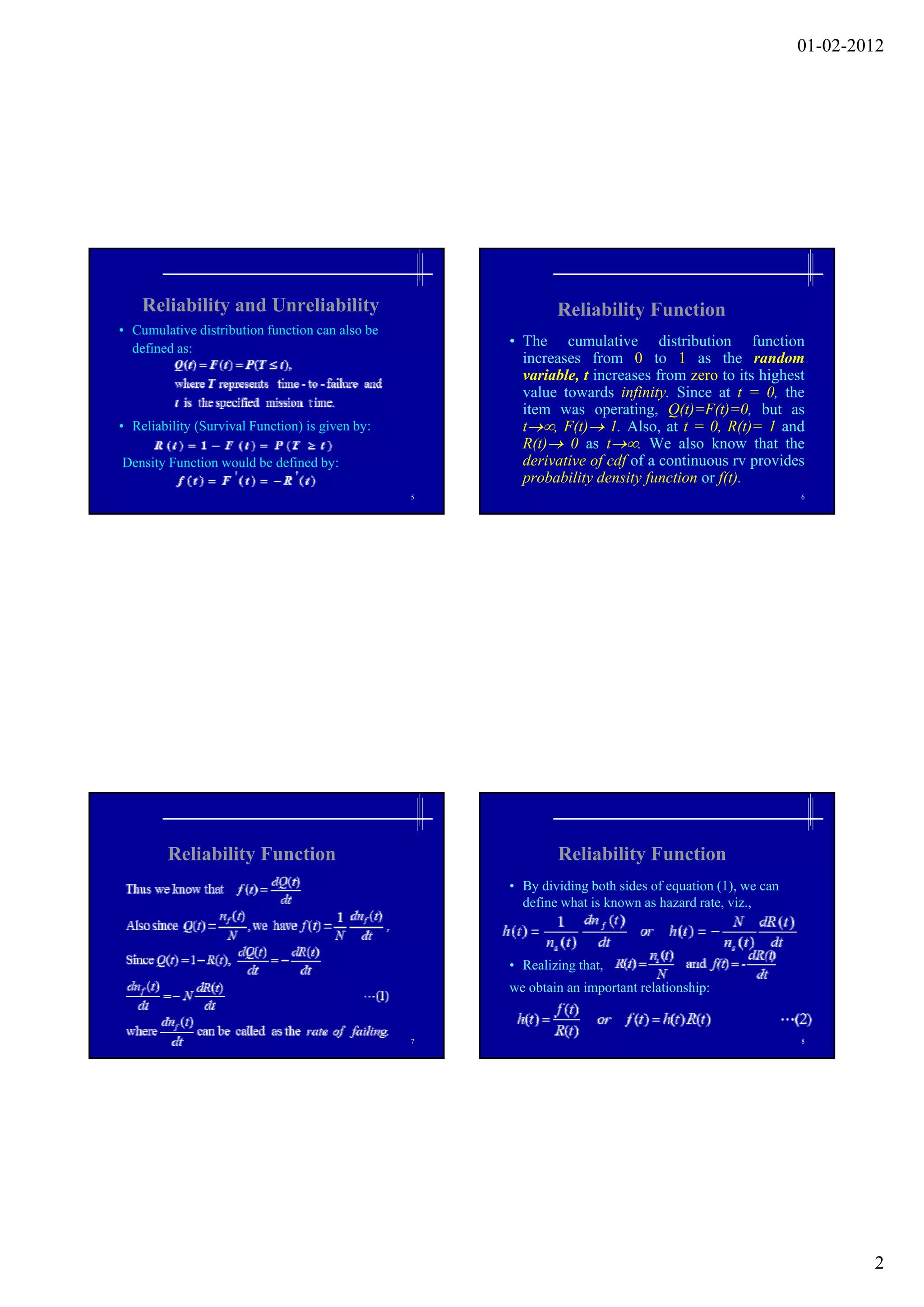 2. reliability function | PDF