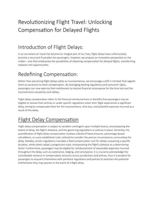 Revolutionizing Flight Travel Unlocking Compensation for Delayed ...