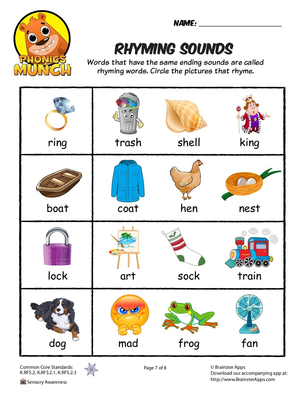 Rhyming Sounds Worksheet