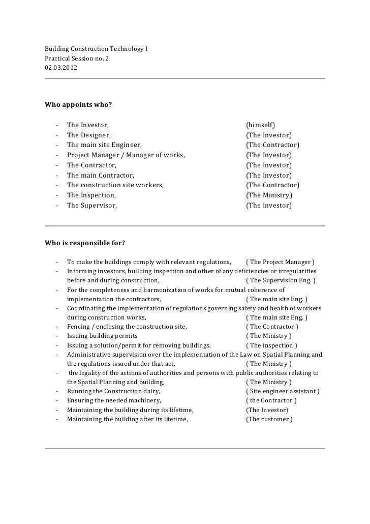 Building Construction 2. rules and definition in construction