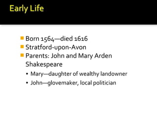 2 shakespeare biography | PPT