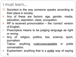 Sociolect test | PPT