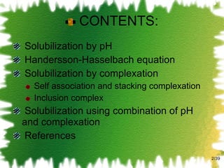 solubility enhancement -by pH change & complexation | PPT