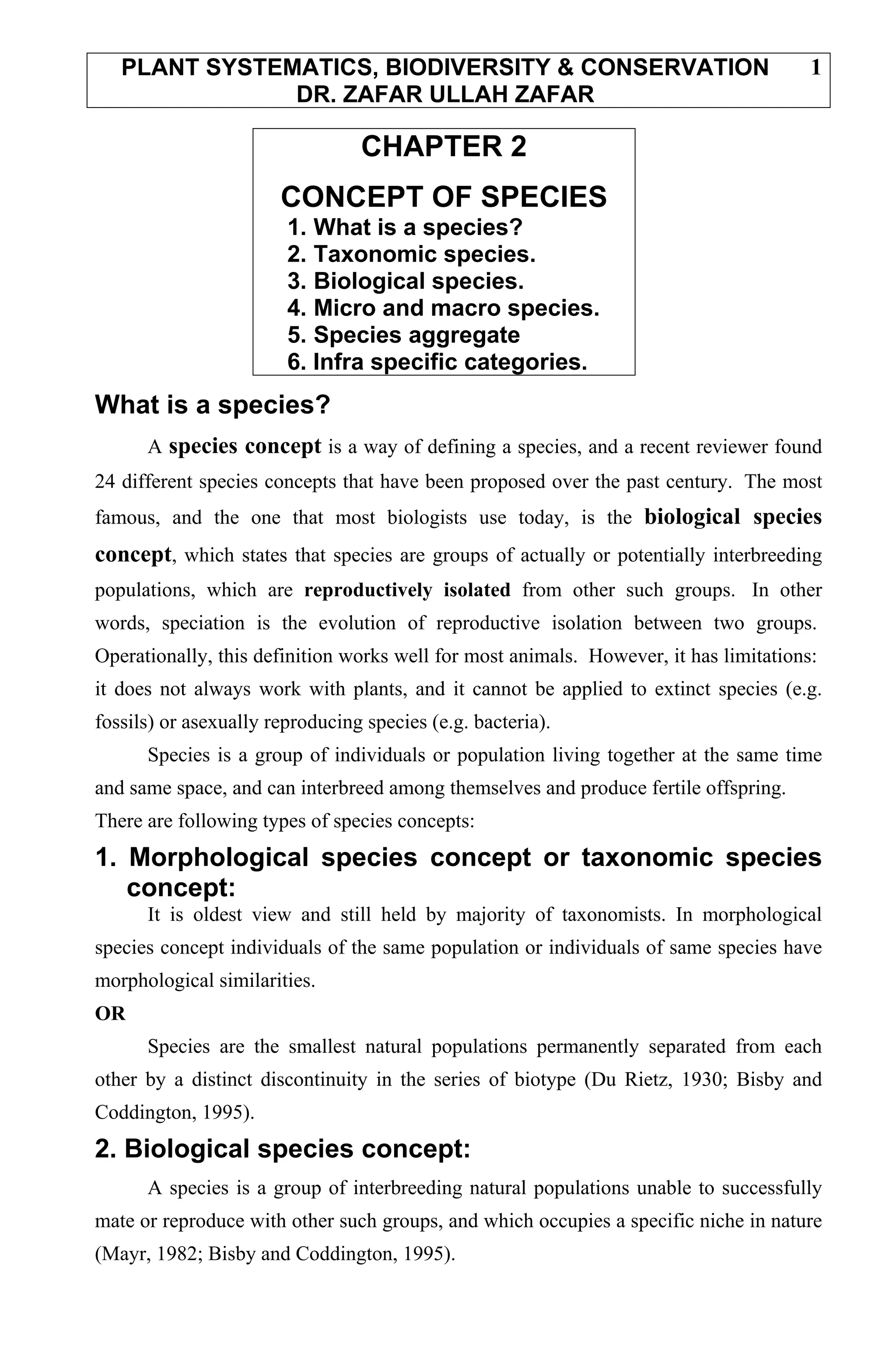 2-Species concept.pdf for botany bs 5th samester | PDF