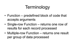 2 sql - single-row functions | PPT