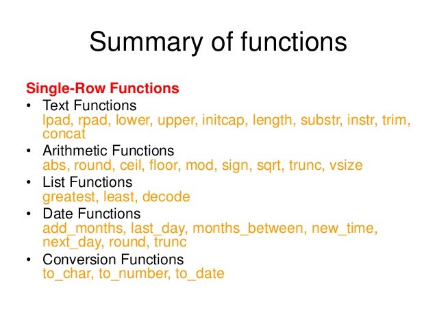 2 Sql Single Row Functions