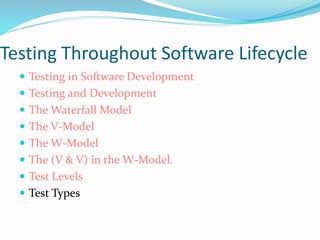 2 testing throughout software lifecycle | PPT