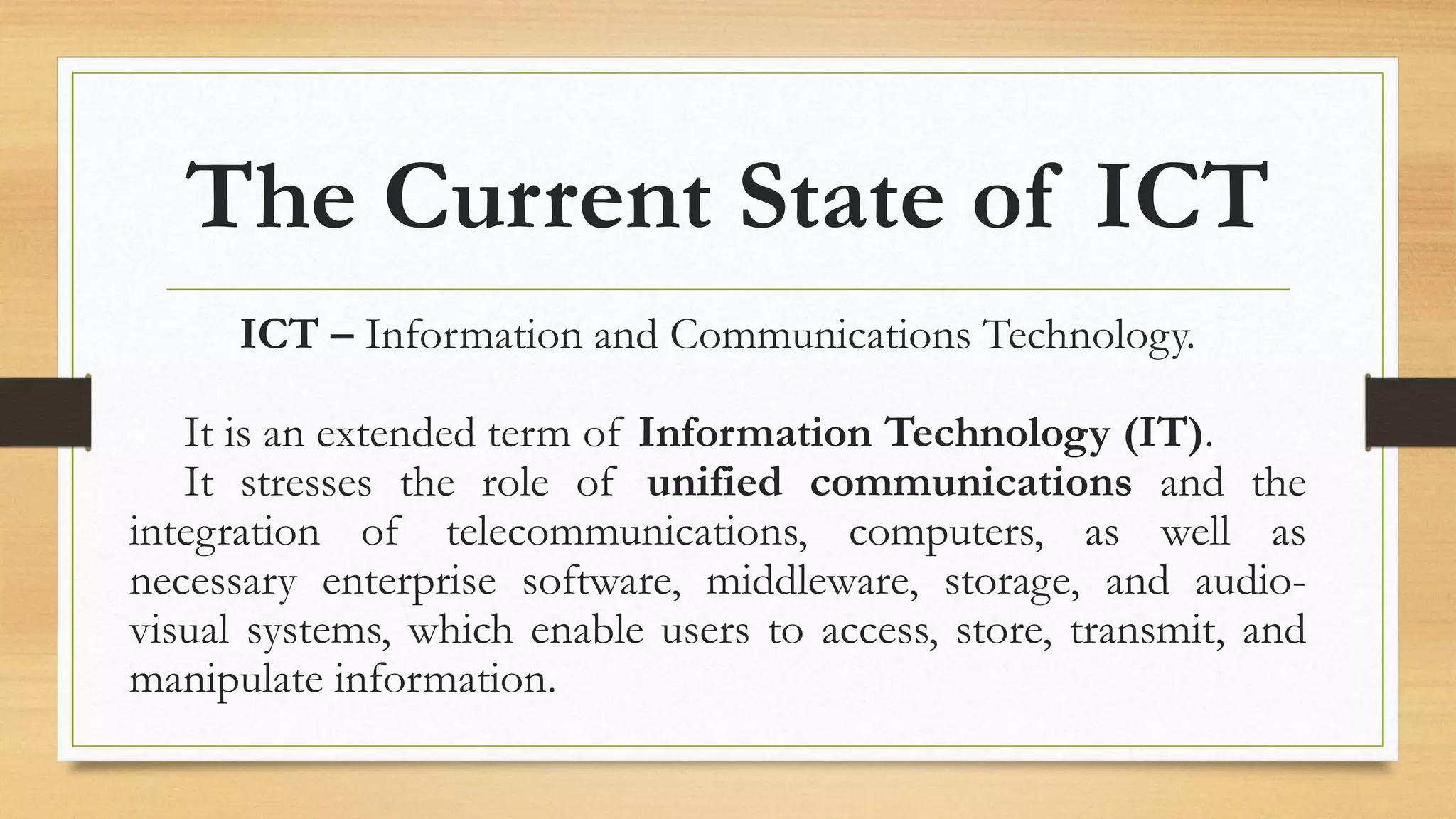 The Current State of ICT Technologies | PPTX