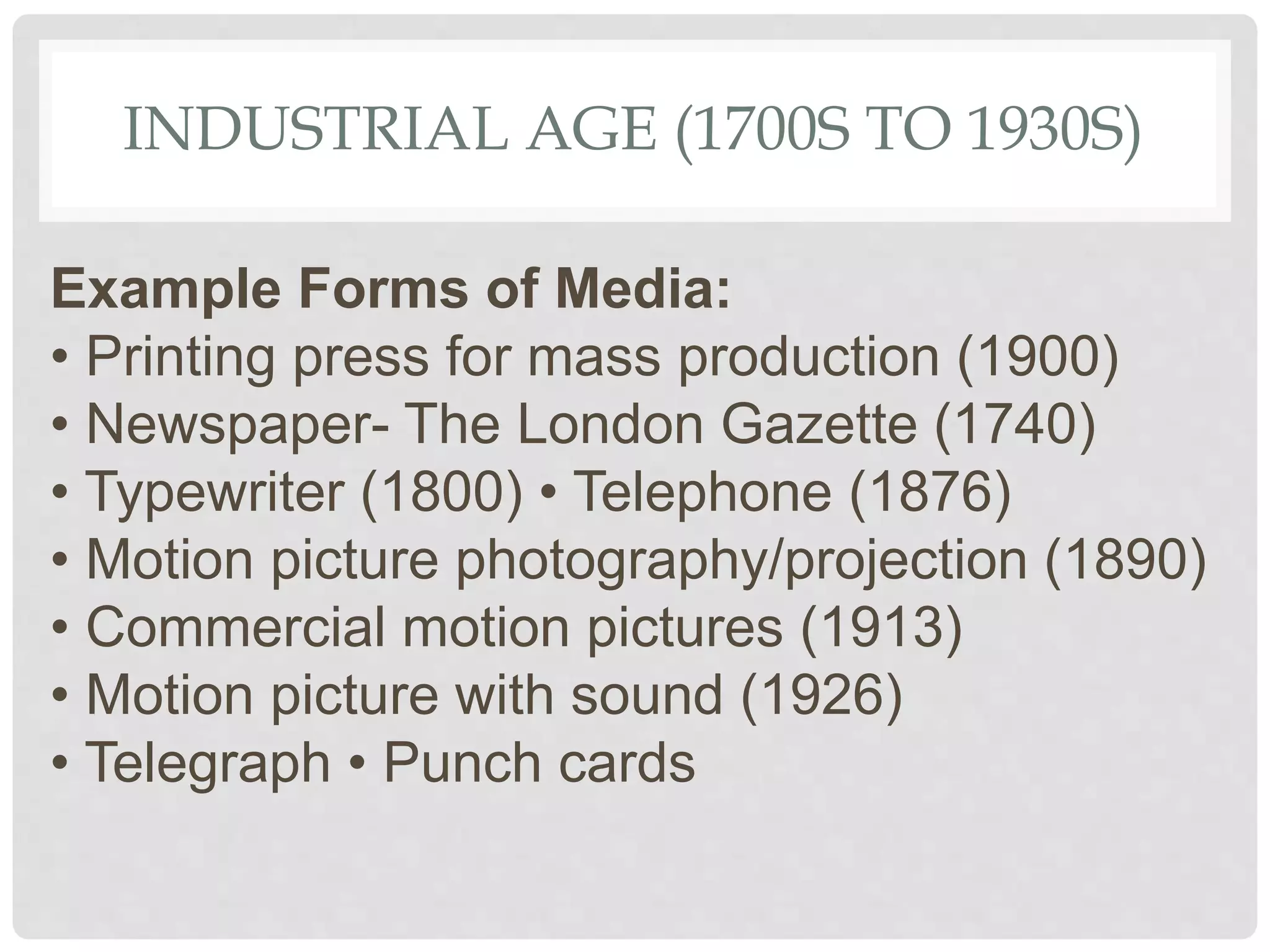 The Evolution of Traditional to New Media - Media and Information ...