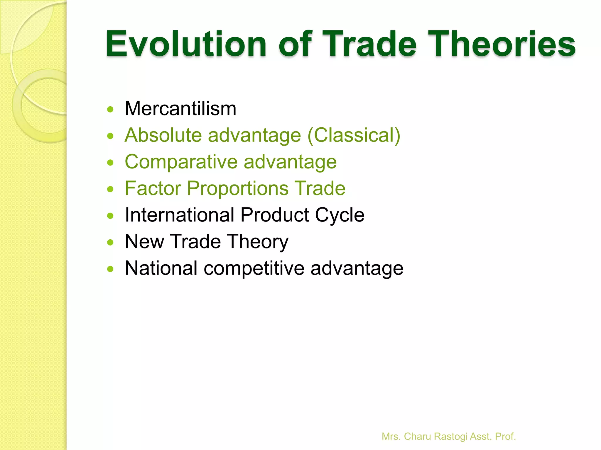 2. Theories of International Trade, Tariff and Non-tariff barriers and ...