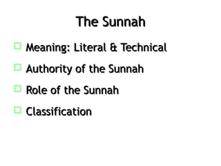 Introduction to Usul Fiqh :The Sunnah | PPT