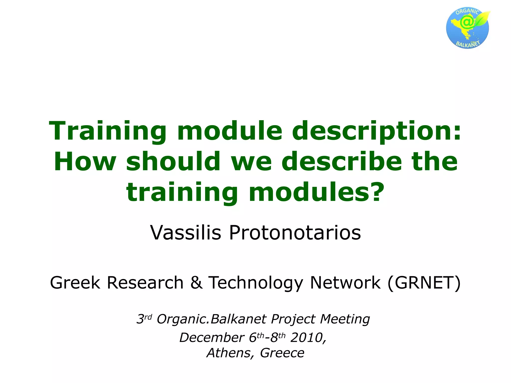 2.Description of Training Modules | PPT