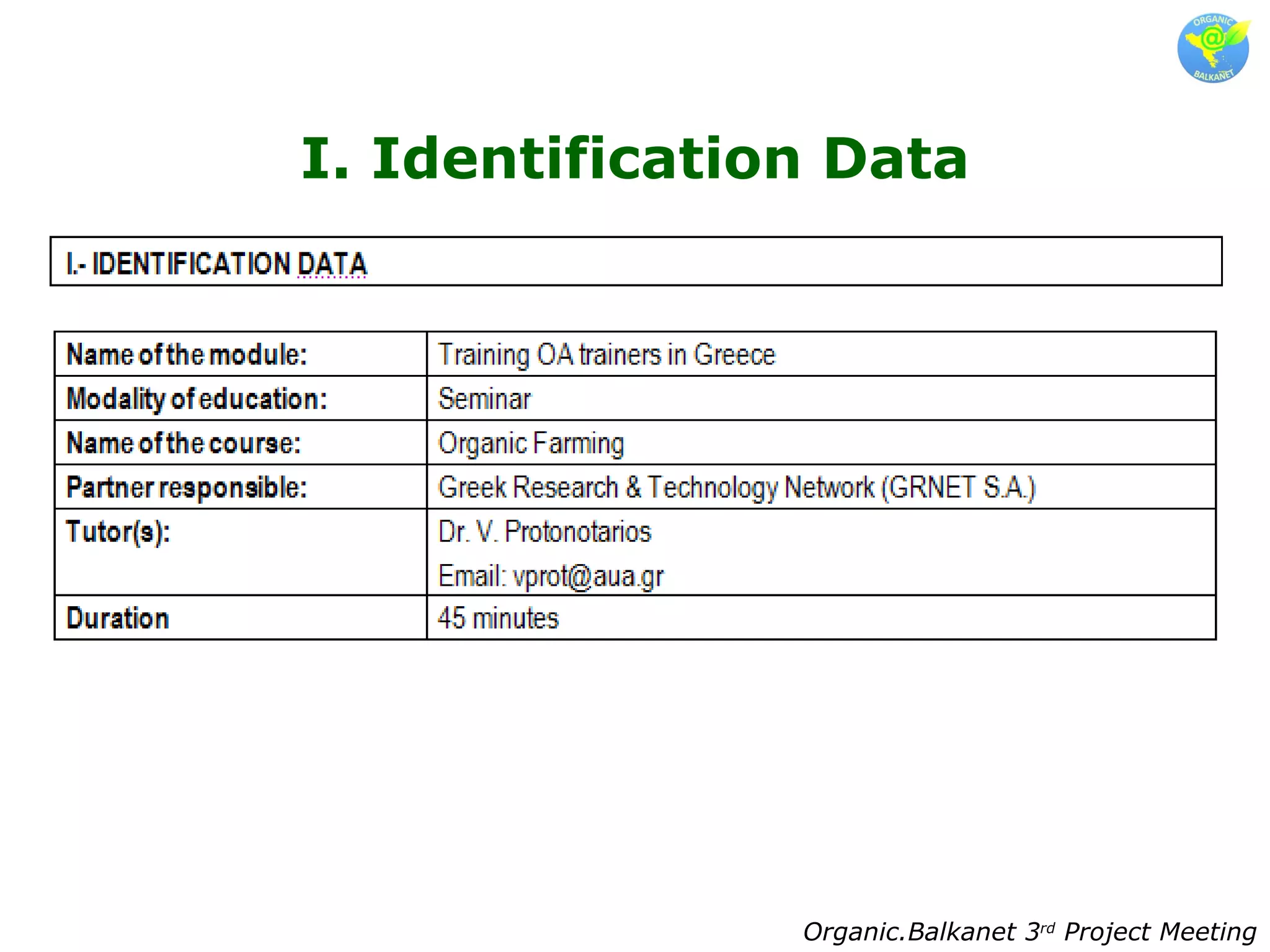 2.Description of Training Modules | PPT