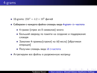 "Опыт участия в Microsoft Malware Classification Challenge" Михаил ...