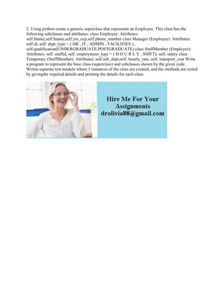2- Using python create a generic superclass that represents an Employe.docx