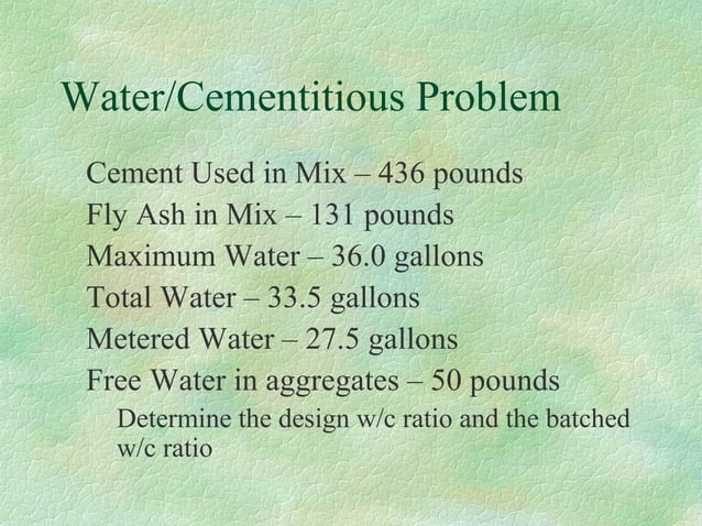 WATER CEMENT RATIO | PPT