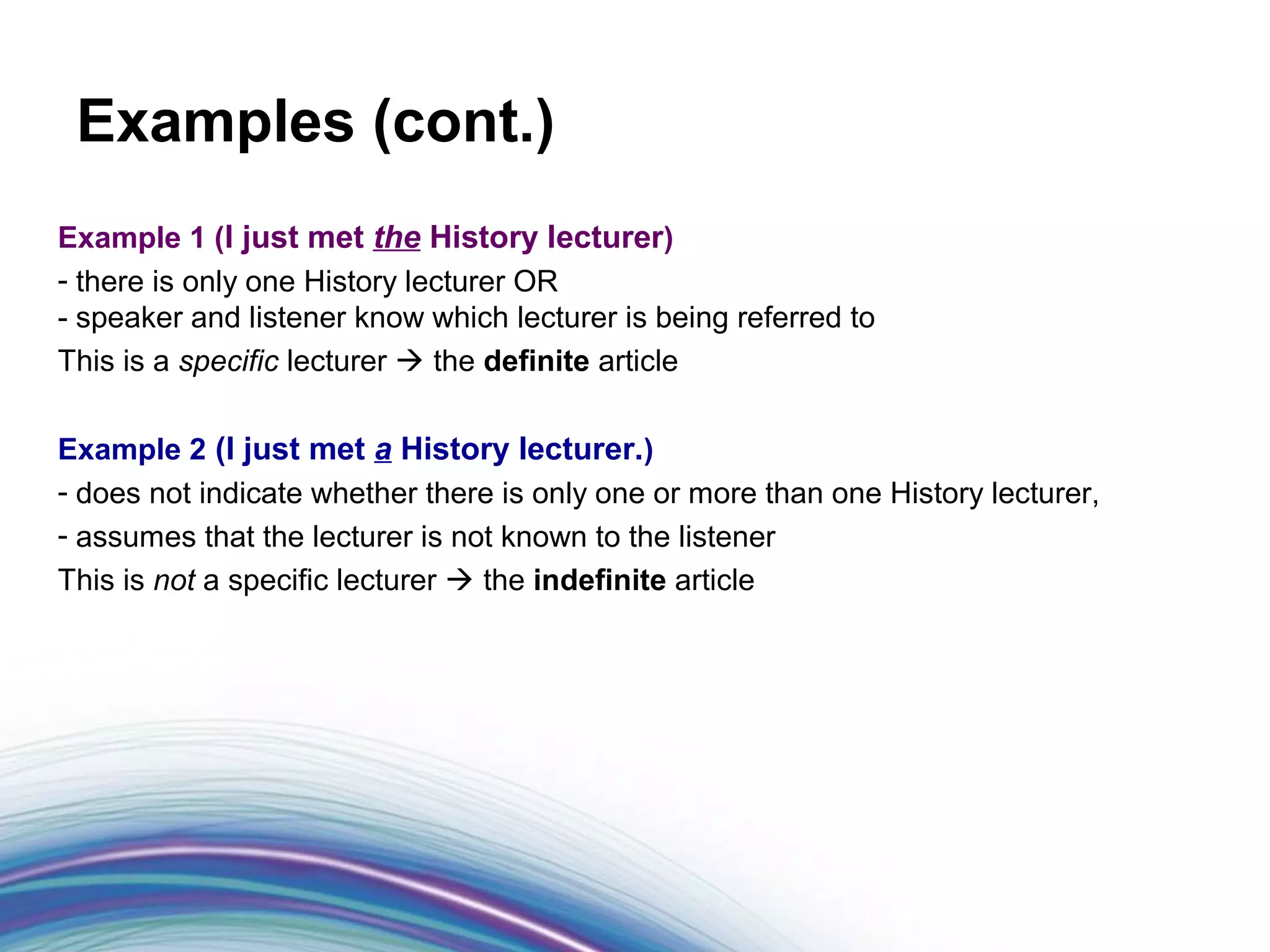 Foundations of Grammar 2: What are definite and indefinite articles? | PPT