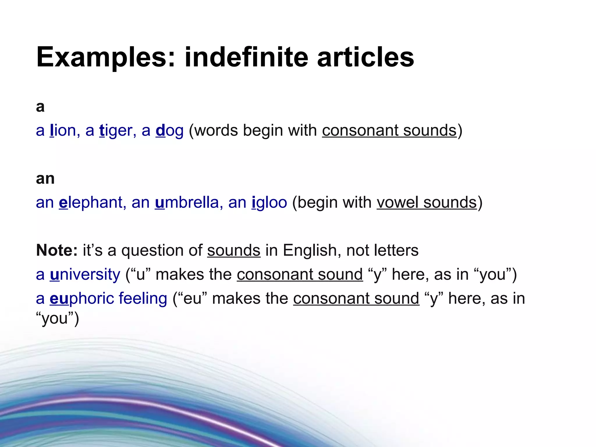 Foundations of Grammar 2: What are definite and indefinite articles? | PPT