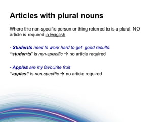 Foundations of Grammar 2: What are definite and indefinite articles? | PPT