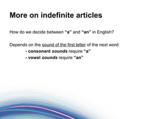 Foundations of Grammar 2: What are definite and indefinite articles? | PPT