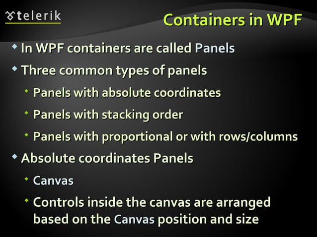 WPF Layout Containers | PPT
