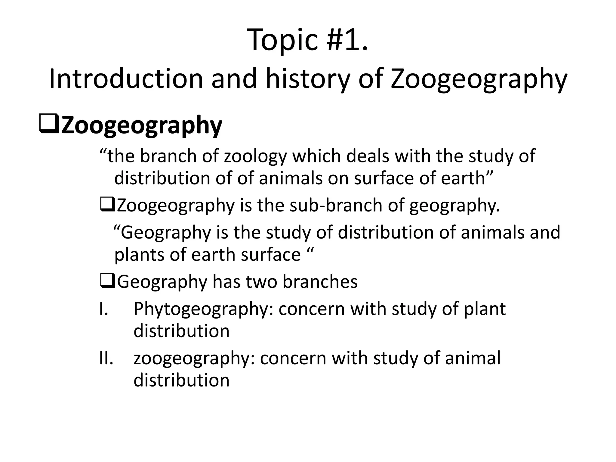 introduction to zoogeography | PPTX