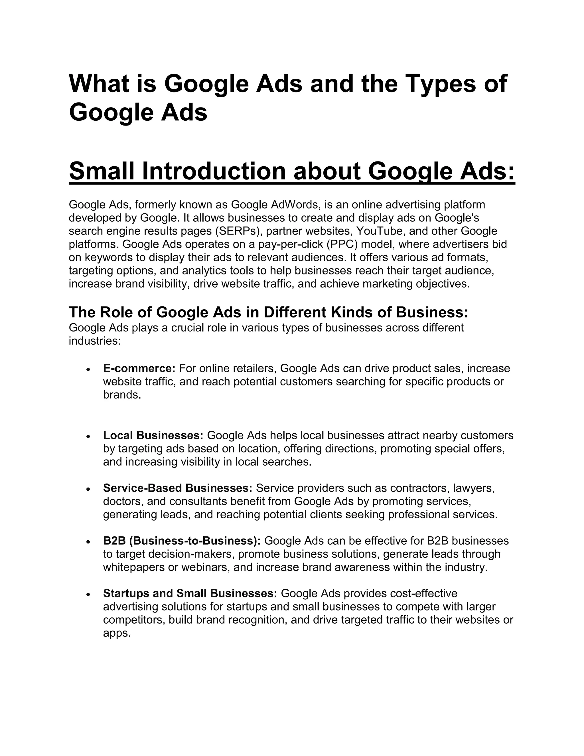 What is Google Ads and the Types of Google Ads | PDF